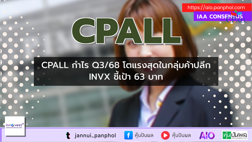 AiO : CPALL กำไร Q3/68 โตแรงสุดในกลุ่มค้าปลีก INVX ชี้เป้า 63 บาท - ข่าวหุ้น