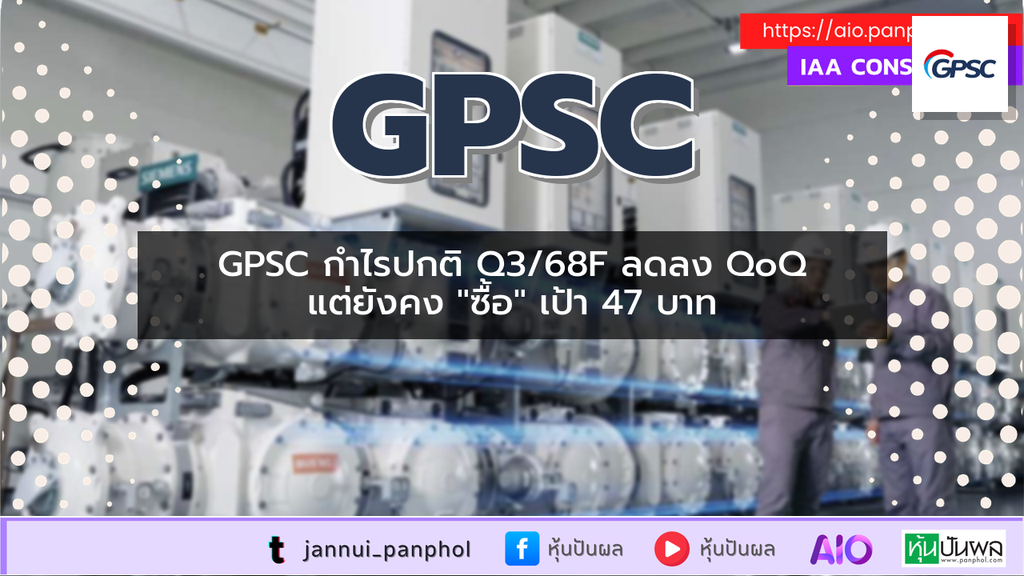 AiO : GPSC กำไรปกติ Q3/68F ลดลง QoQ แต่ยังคง "ซื้อ" เป้า 47 บาท - ข่าวหุ้น