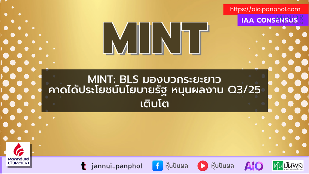 AiO : MINT: BLS มองบวกระยะยาว คาดได้ประโยชน์นโยบายรัฐ หนุนผลงาน Q3/25 เติบโต - ข่าวหุ้น