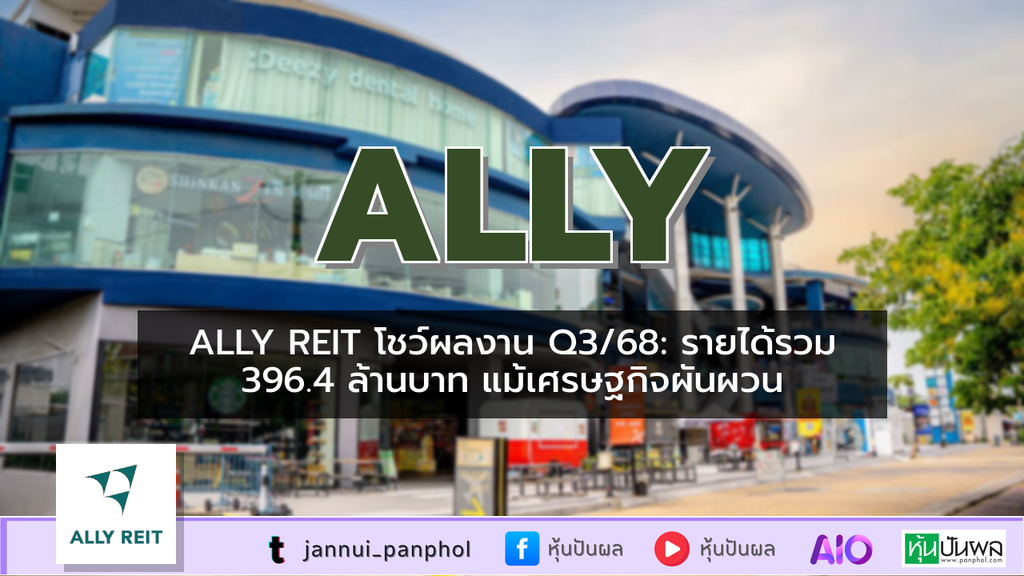 AiO : ALLY REIT โชว์ผลงาน Q3/68: รายได้รวม 396.4 ล้านบาท แม้เศรษฐกิจผันผวน - ข่าวหุ้น