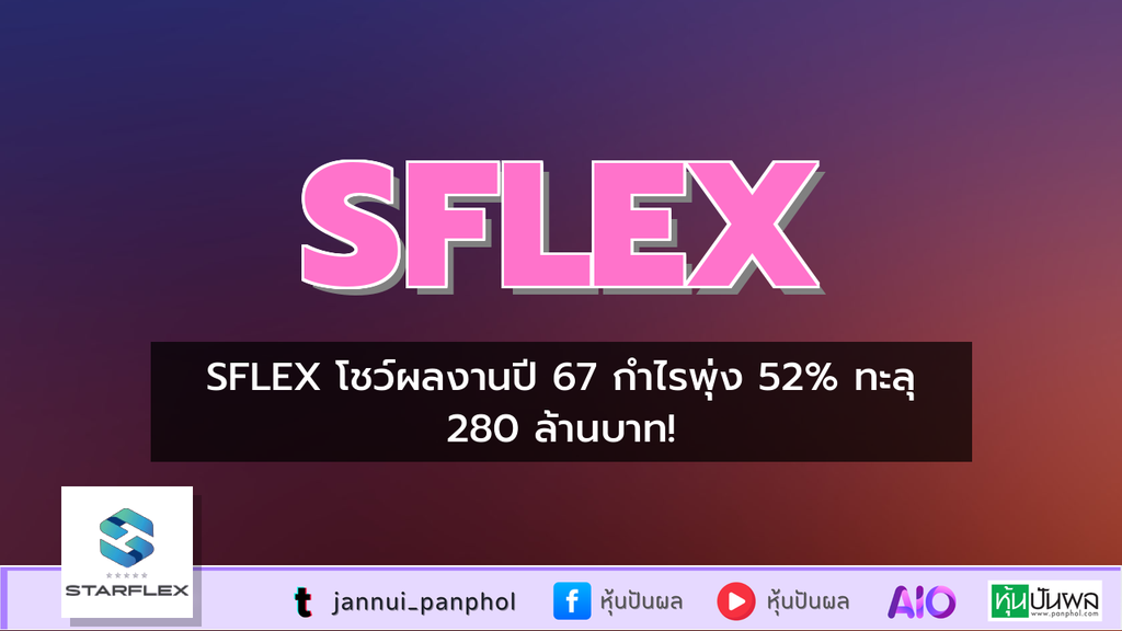 AiO : SFLEX โชว์ผลงานปี 67 กำไรพุ่ง 52% ทะลุ 280 ล้านบาท! - ข่าวหุ้น