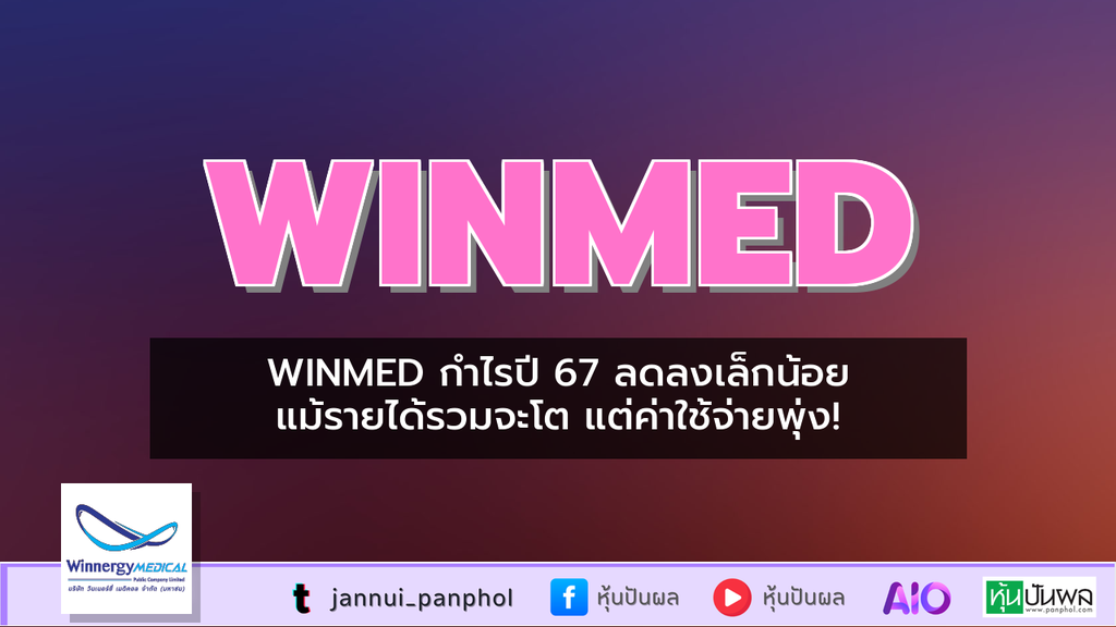 AiO : WINMED กำไรปี 67 ลดลงเล็กน้อย แม้รายได้รวมจะโต แต่ค่าใช้จ่ายพุ่ง! - ข่าวหุ้น