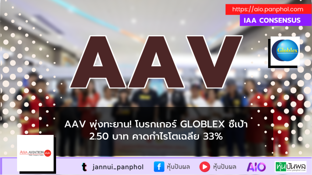 AiO : AAV พุ่งทะยาน! โบรกเกอร์ GLOBLEX ชี้เป้า 2.50 บาท คาดกำไรโตเฉลี่ย 33% - ข่าวหุ้น