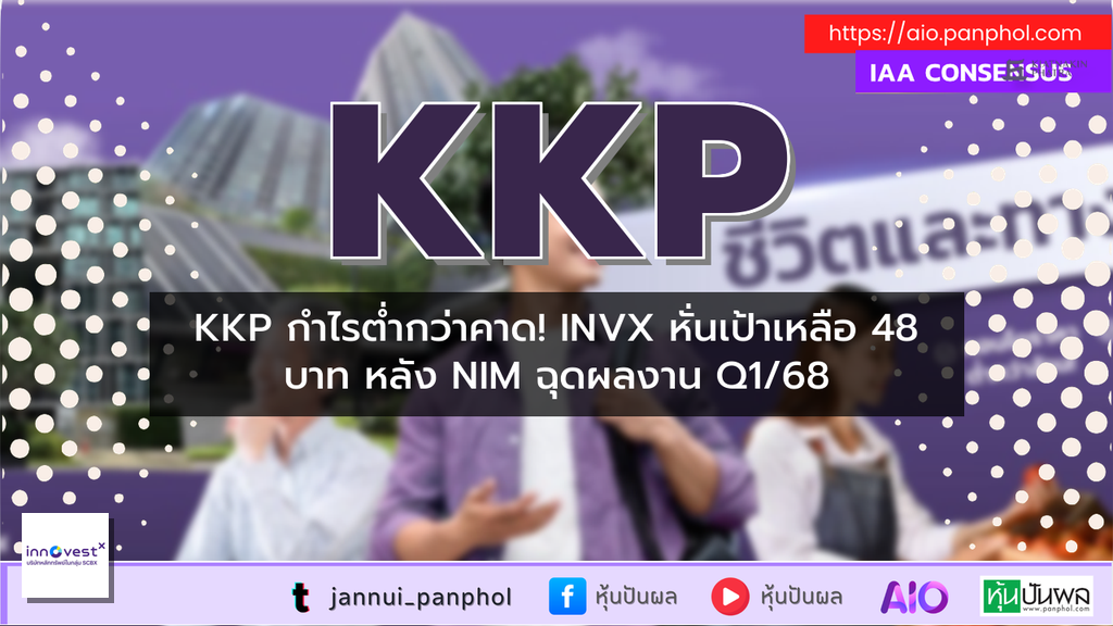 AiO : KKP กำไรต่ำกว่าคาด! INVX หั่นเป้าเหลือ 48 บาท หลัง NIM ฉุดผลงาน Q1/68 - ข่าวหุ้น