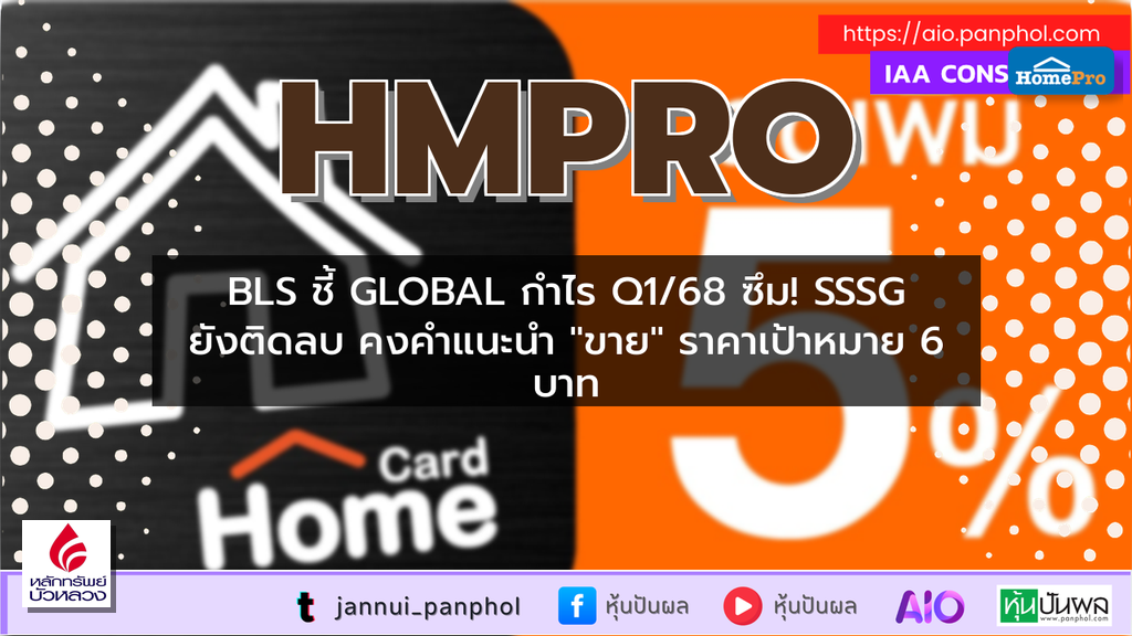 AiO : BLS ชี้ GLOBAL กำไร Q1/68 ซึม! SSSG ยังติดลบ คงคำแนะนำ "ขาย" ราคาเป้าหมาย 6 บาท - ข่าวหุ้น