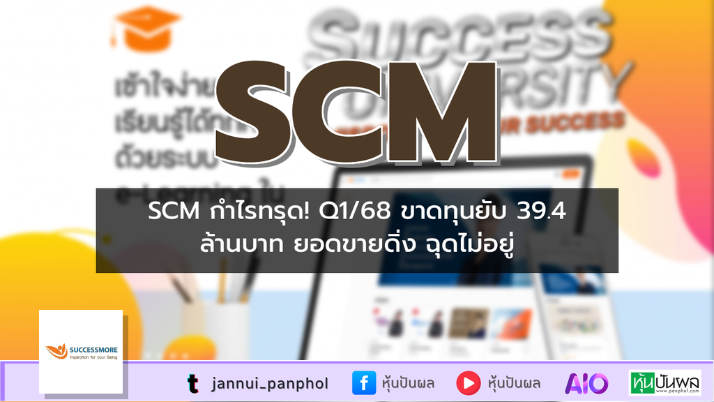 AiO : SCM กำไรทรุด! Q1/68 ขาดทุนยับ 39.4 ล้านบาท ยอดขายดิ่ง ฉุดไม่อยู่ - ข่าวหุ้น