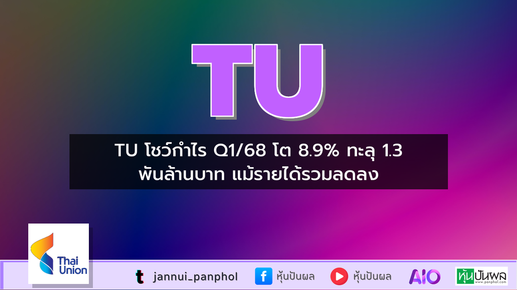 AiO : TU โชว์กำไร Q1/68 โต 8.9% ทะลุ 1.3 พันล้านบาท แม้รายได้รวมลดลง - ข่าวหุ้น