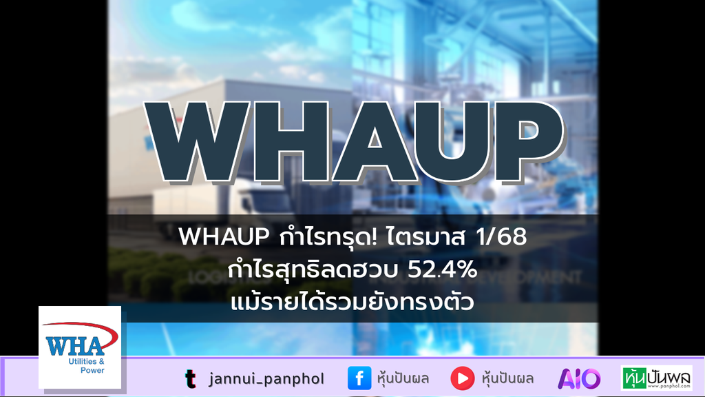 AiO : WHAUP กำไรทรุด! ไตรมาส 1/68 กำไรสุทธิลดฮวบ 52.4% แม้รายได้รวมยังทรงตัว - ข่าวหุ้น