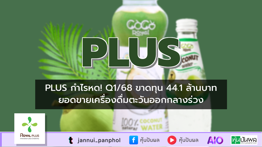 AiO : PLUS กำไรหด! Q1/68 ขาดทุน 44.1 ล้านบาท ยอดขายเครื่องดื่มตะวันออกกลางร่วง - ข่าวหุ้น