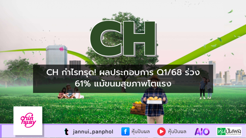 AiO : CH กำไรทรุด! ผลประกอบการ Q1/68 ร่วง 61% แม้ขนมสุขภาพโตแรง - ข่าวหุ้น