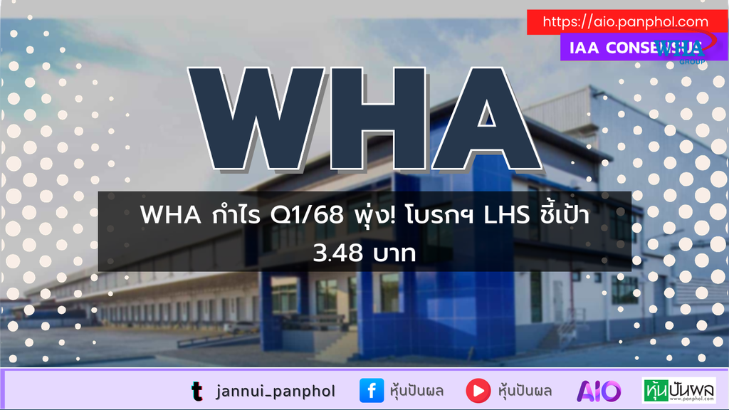 AiO : WHA กำไร Q1/68 พุ่ง! โบรกฯ LHS ชี้เป้า 3.48 บาท - ข่าวหุ้น