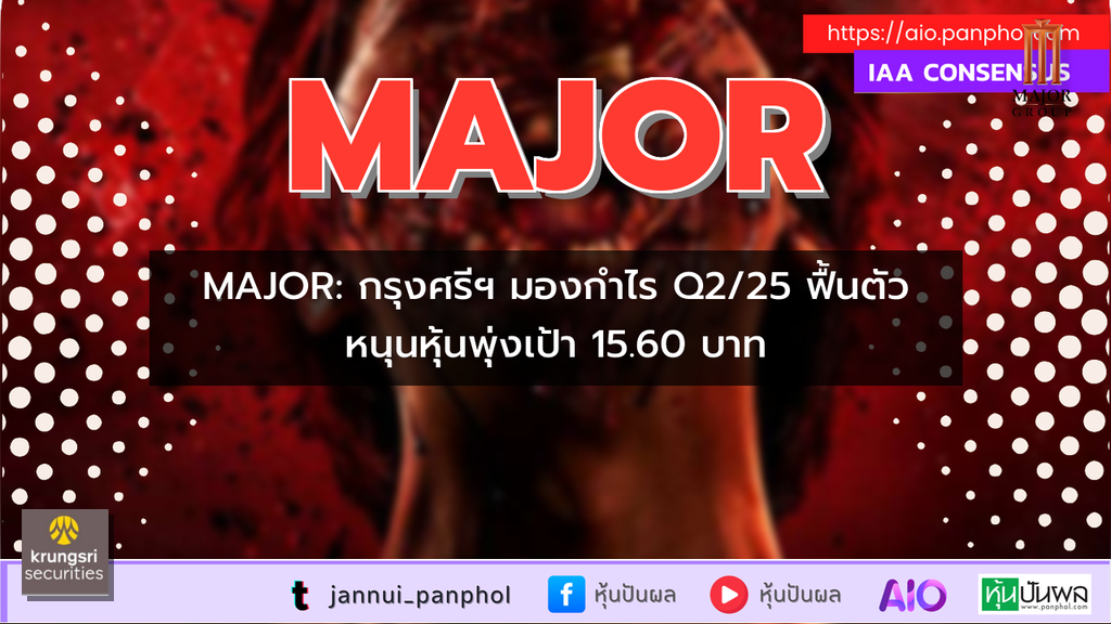 AiO : MAJOR: กรุงศรีฯ มองกำไร Q2/25 ฟื้นตัว หนุนหุ้นพุ่งเป้า 15.60 บาท - ข่าวหุ้น