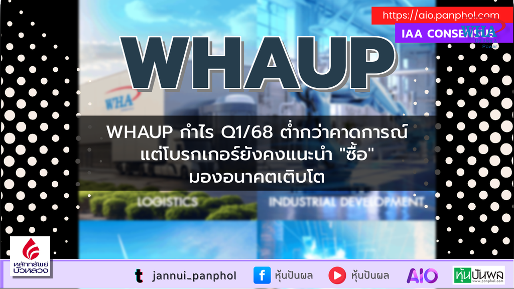 AiO : WHAUP กำไร Q1/68 ต่ำกว่าคาดการณ์ แต่โบรกเกอร์ยังคงแนะนำ "ซื้อ" มองอนาคตเติบโต - ข่าวหุ้น