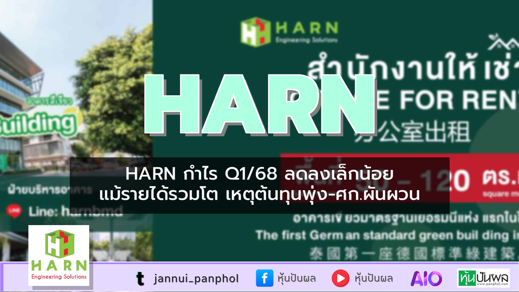 AiO : HARN กำไร Q1/68 ลดลงเล็กน้อย แม้รายได้รวมโต เหตุต้นทุนพุ่ง-ศก.ผันผวน - ข่าวหุ้น