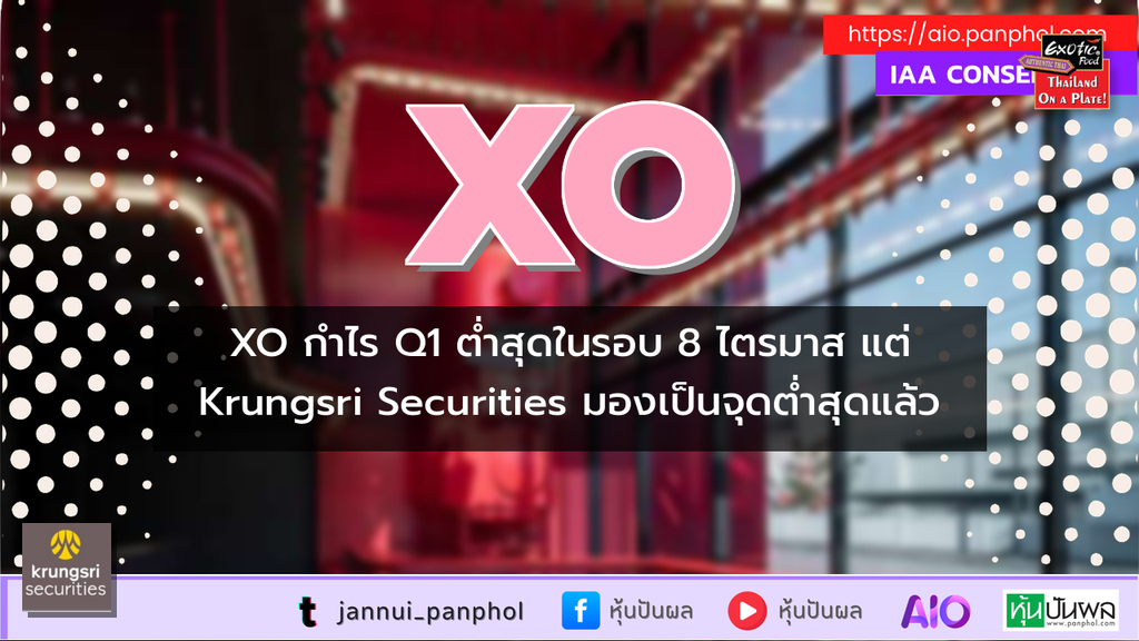 AiO : XO กำไร Q1 ต่ำสุดในรอบ 8 ไตรมาส แต่ Krungsri Securities มองเป็นจุดต่ำสุดแล้ว - ข่าวหุ้น