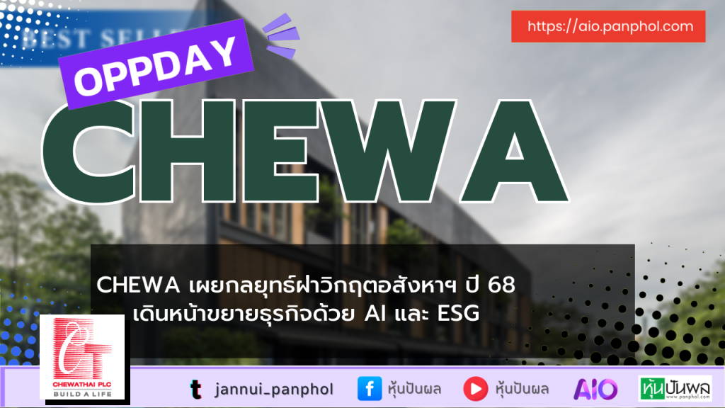 AiO : CHEWA เผยกลยุทธ์ฝ่าวิกฤตอสังหาฯ ปี 68 เดินหน้าขยายธุรกิจด้วย AI และ ESG - ข่าวหุ้น