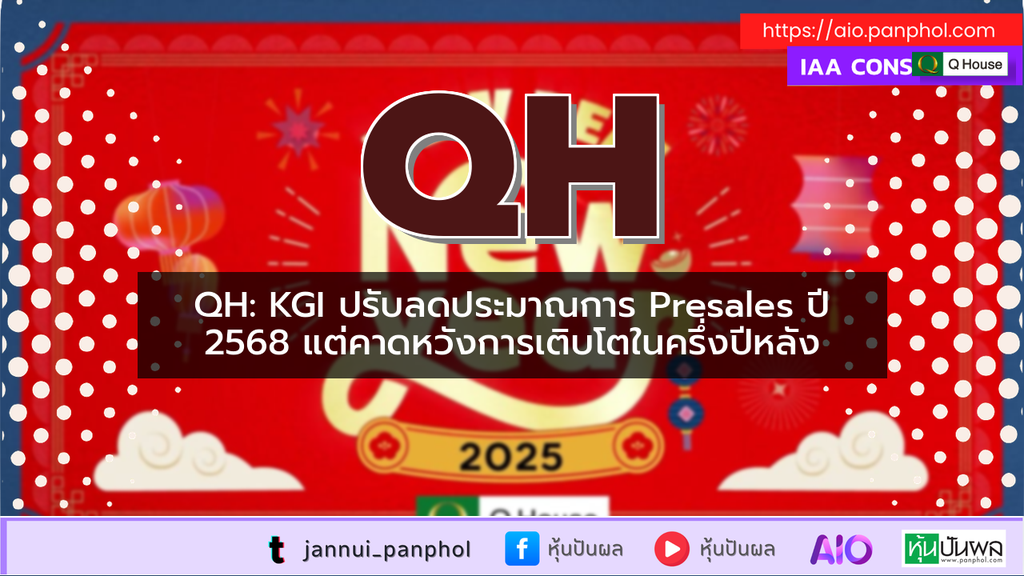 AiO : QH: KGI ปรับลดประมาณการ Presales ปี 2568 แต่คาดหวังการเติบโตในครึ่งปีหลัง - ข่าวหุ้น
