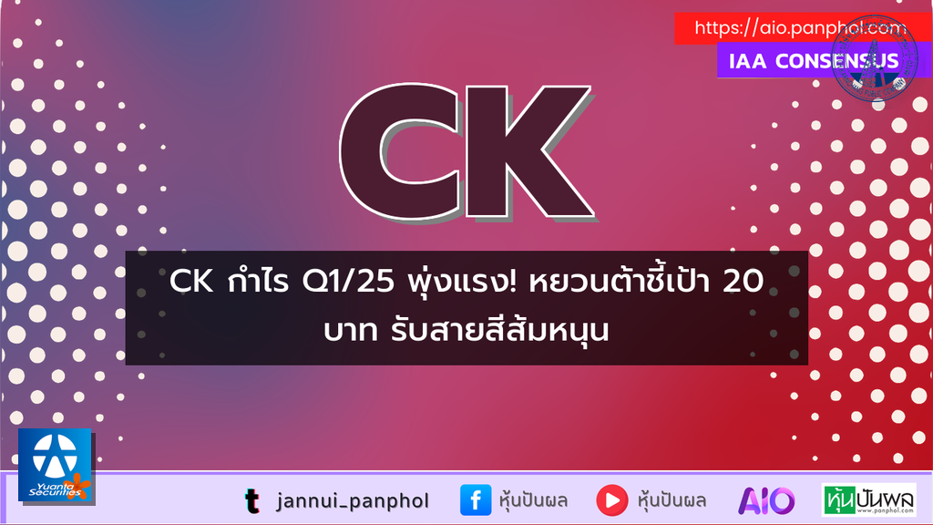 AiO : CK กำไร Q1/25 พุ่งแรง! หยวนต้าชี้เป้า 20 บาท รับสายสีส้มหนุน - ข่าวหุ้น