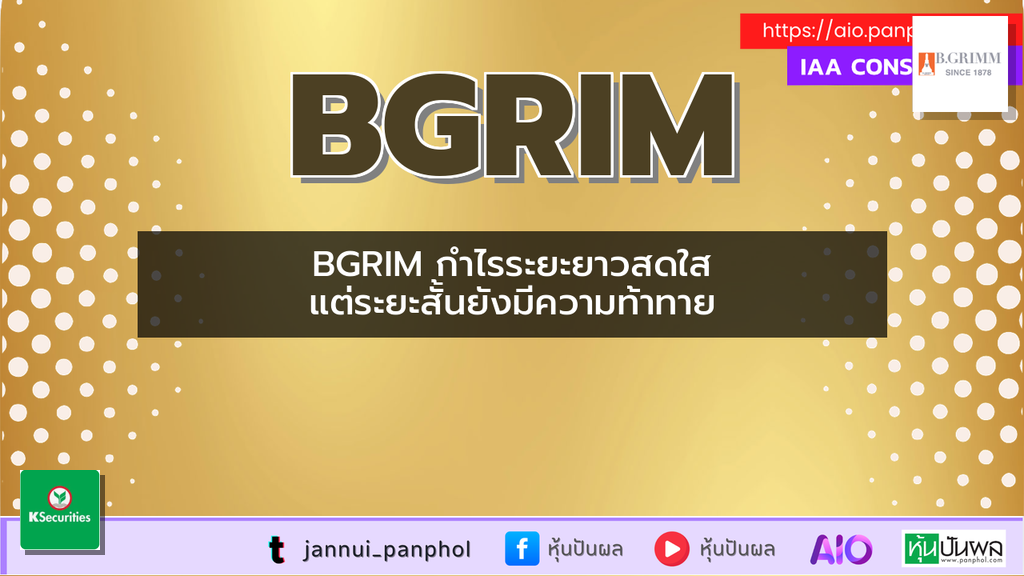 AiO : BGRIM กำไรระยะยาวสดใส แต่ระยะสั้นยังมีความท้าทาย - ข่าวหุ้น