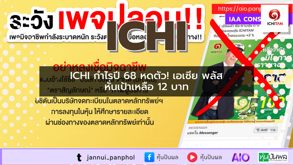 AiO : ICHI กำไรปี 68 หดตัว! เอเซีย พลัส หั่นเป้าเหลือ 12 บาท - ข่าวหุ้น