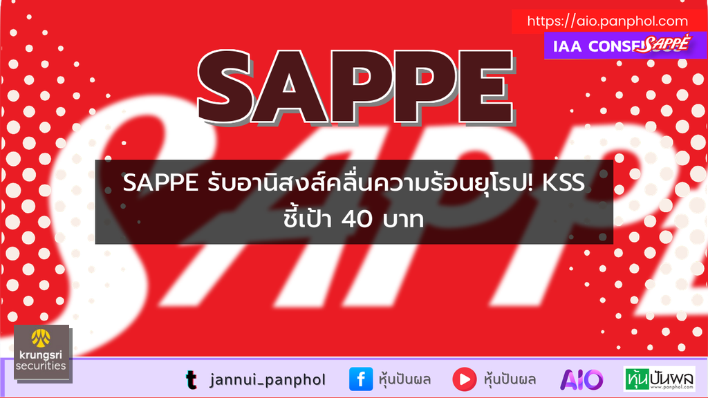 AiO : SAPPE รับอานิสงส์คลื่นความร้อนยุโรป! KSS ชี้เป้า 40 บาท - ข่าวหุ้น