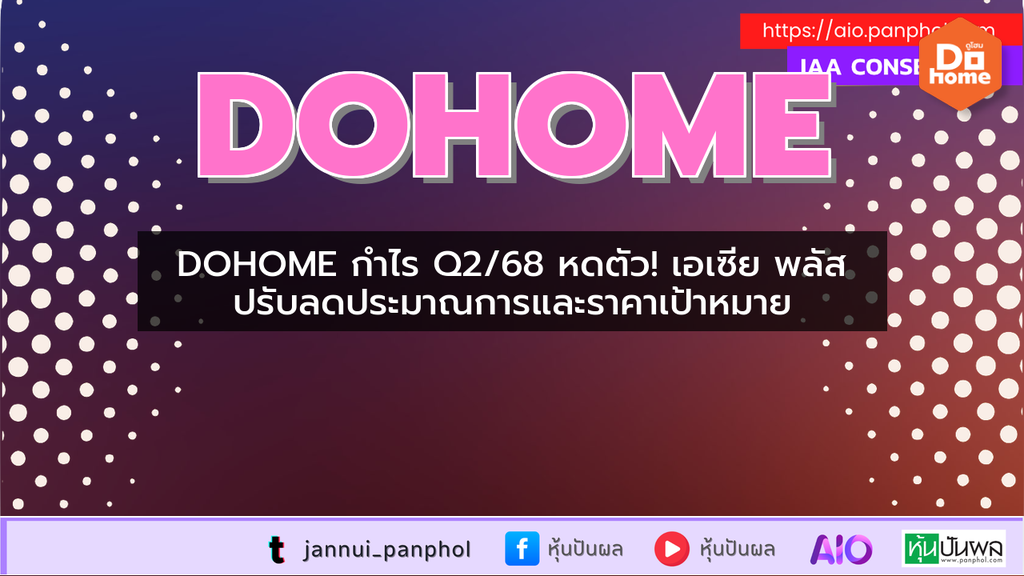 AiO : DOHOME กำไร Q2/68 หดตัว! เอเซีย พลัส ปรับลดประมาณการและราคาเป้าหมาย - ข่าวหุ้น