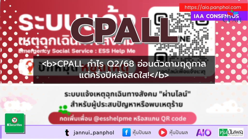 AiO : CPALL กำไร Q2/68 อ่อนตัวตามฤดูกาล แต่ครึ่งปีหลังสดใส! - ข่าวหุ้น
