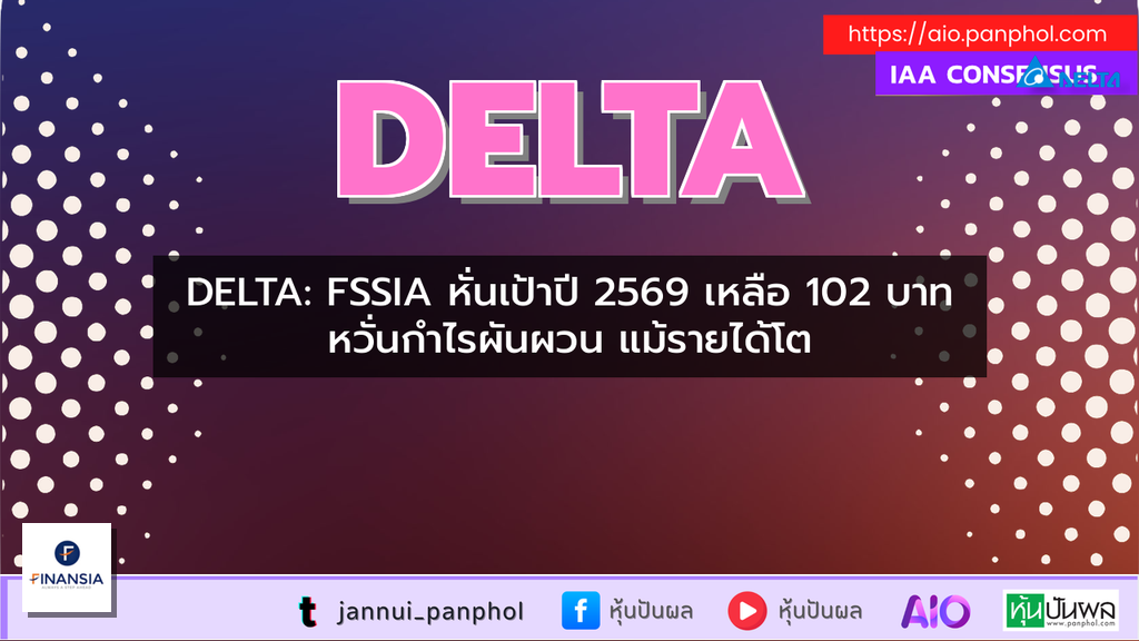 AiO : DELTA: FSSIA หั่นเป้าปี 2569 เหลือ 102 บาท หวั่นกำไรผันผวน แม้รายได้โต - ข่าวหุ้น