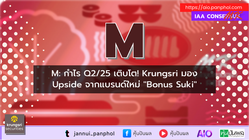 AiO : M: กำไร Q2/25 เติบโต! Krungsri มอง Upside จากแบรนด์ใหม่ "Bonus Suki" - ข่าวหุ้น