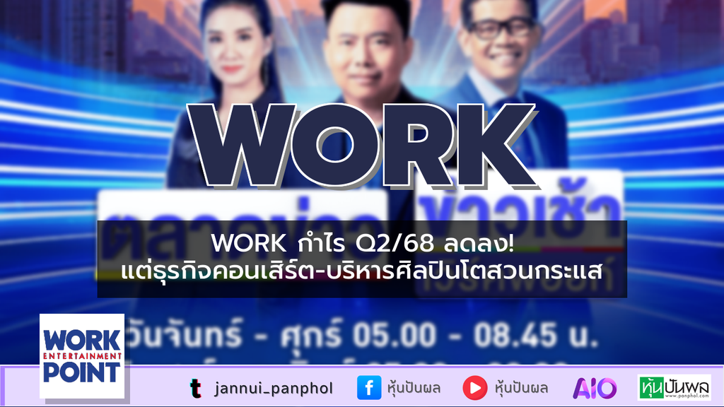 AiO : WORK กำไร Q2/68 ลดลง! แต่ธุรกิจคอนเสิร์ต-บริหารศิลปินโตสวนกระแส - ข่าวหุ้น
