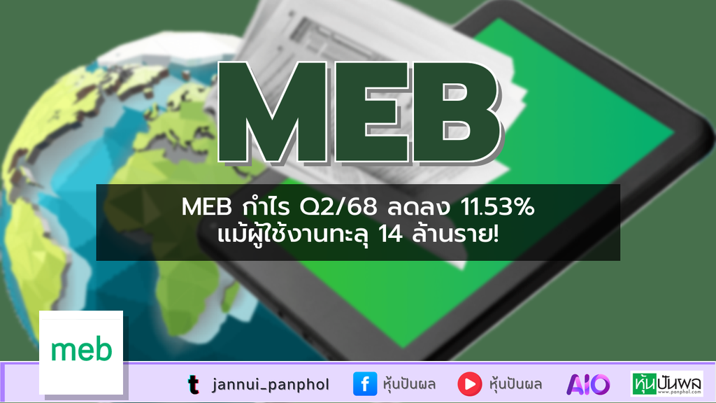 AiO : MEB กำไร Q2/68 ลดลง 11.53% แม้ผู้ใช้งานทะลุ 14 ล้านราย! - ข่าวหุ้น