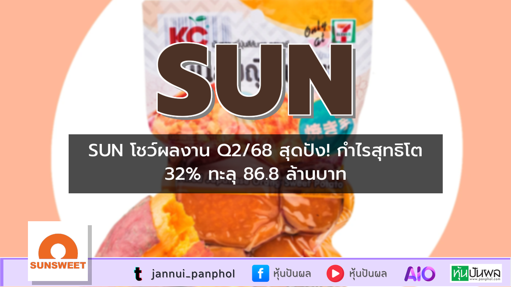 AiO : SUN โชว์ผลงาน Q2/68 สุดปัง! กำไรสุทธิโต 32% ทะลุ 86.8 ล้านบาท - ข่าวหุ้น