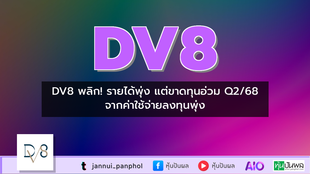AiO : DV8 พลิก! รายได้พุ่ง แต่ขาดทุนอ่วม Q2/68 จากค่าใช้จ่ายลงทุนพุ่ง - ข่าวหุ้น