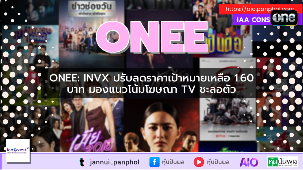 AiO : ONEE: INVX ปรับลดราคาเป้าหมายเหลือ 1.60 บาท มองแนวโน้มโฆษณา TV ชะลอตัว - ข่าวหุ้น
