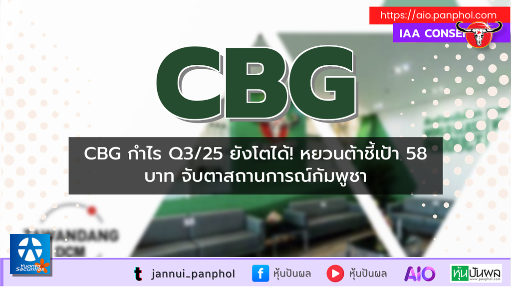 AiO : CBG กำไร Q3/25 ยังโตได้! หยวนต้าชี้เป้า 58 บาท จับตาสถานการณ์กัมพูชา - ข่าวหุ้น